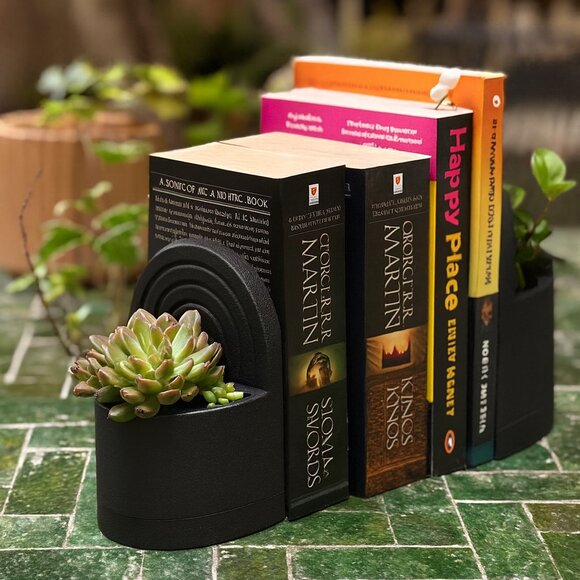Accents | 3d Printed Arch Planter Bookend Set Black Rainbow Succulent ...